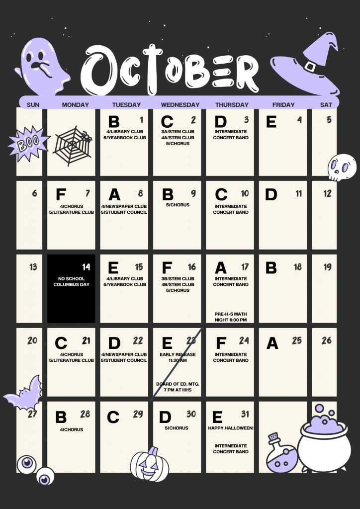 Elementary Letter Day Calendar A-F - Herkimer Central School District