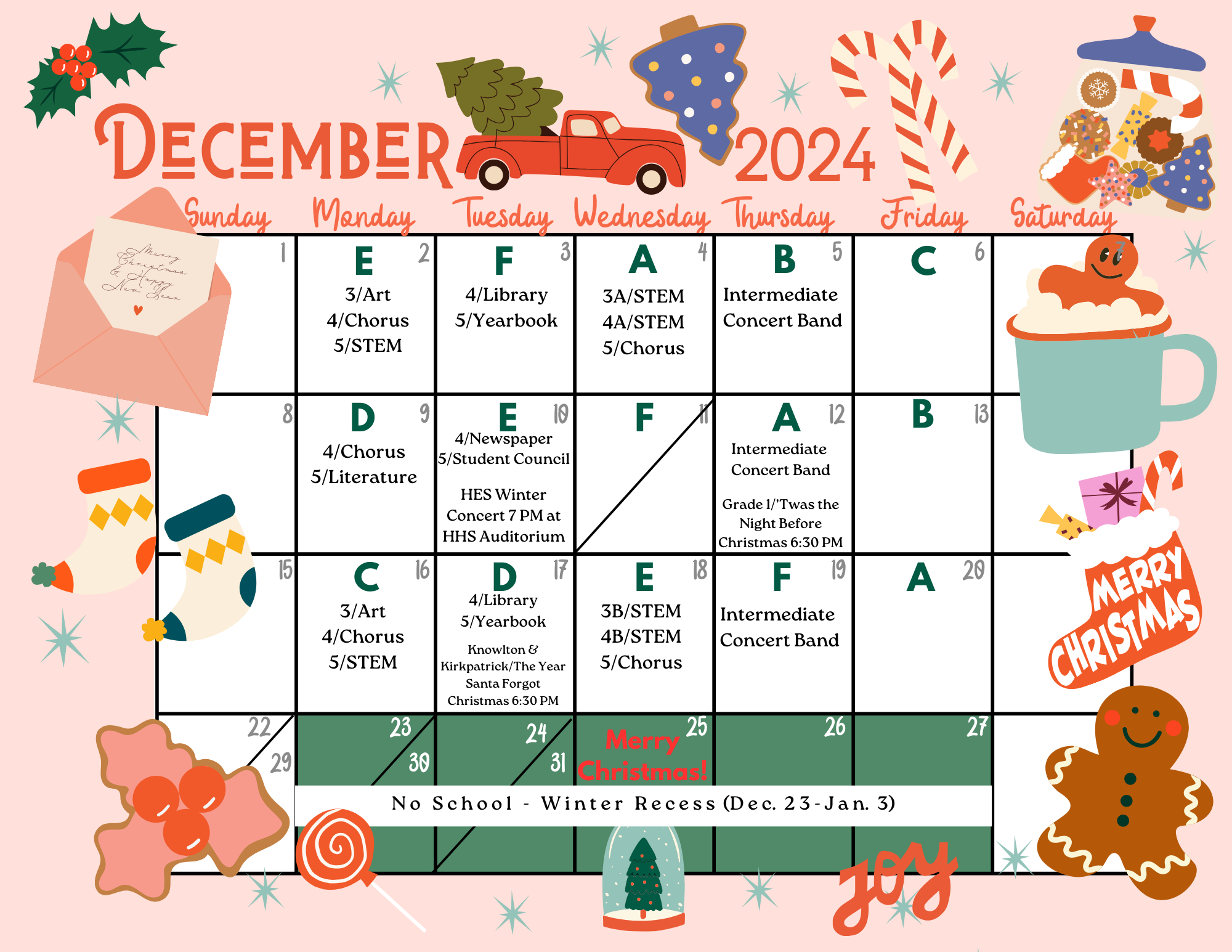 Elementary Letter Day Calendar A-F - Herkimer Central School District